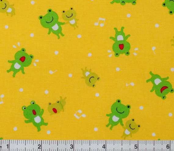 Items similar to Cute Frog Fabric - Japanese Fabric - Music Fabric ...