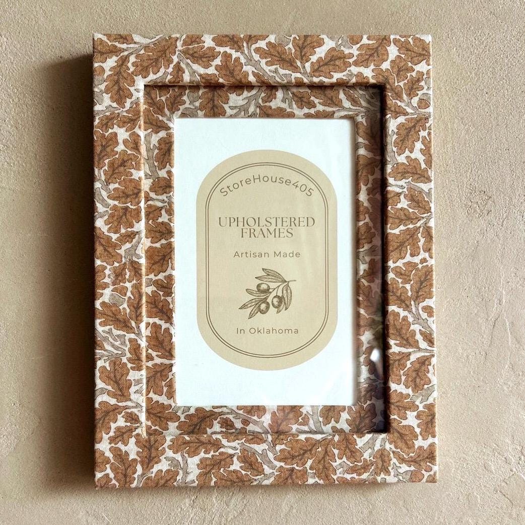 Oak and Acorn Fabric Covered Picture Frame (4x6 Image), Personalizable ...