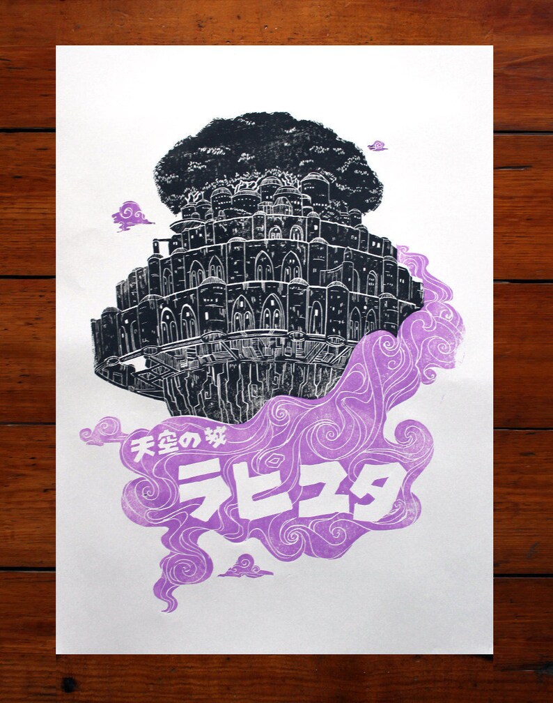 Japanese Inspired Lino Print Poster Wall Art | Etsy