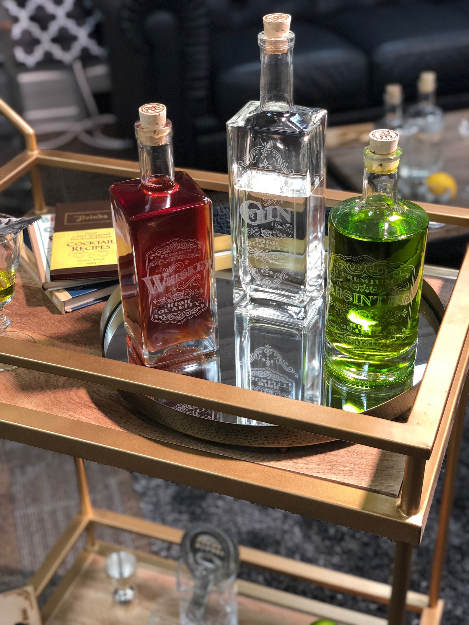 Etched Glass Decanter Set of 3 Inspired by Victorian Ers - Etsy