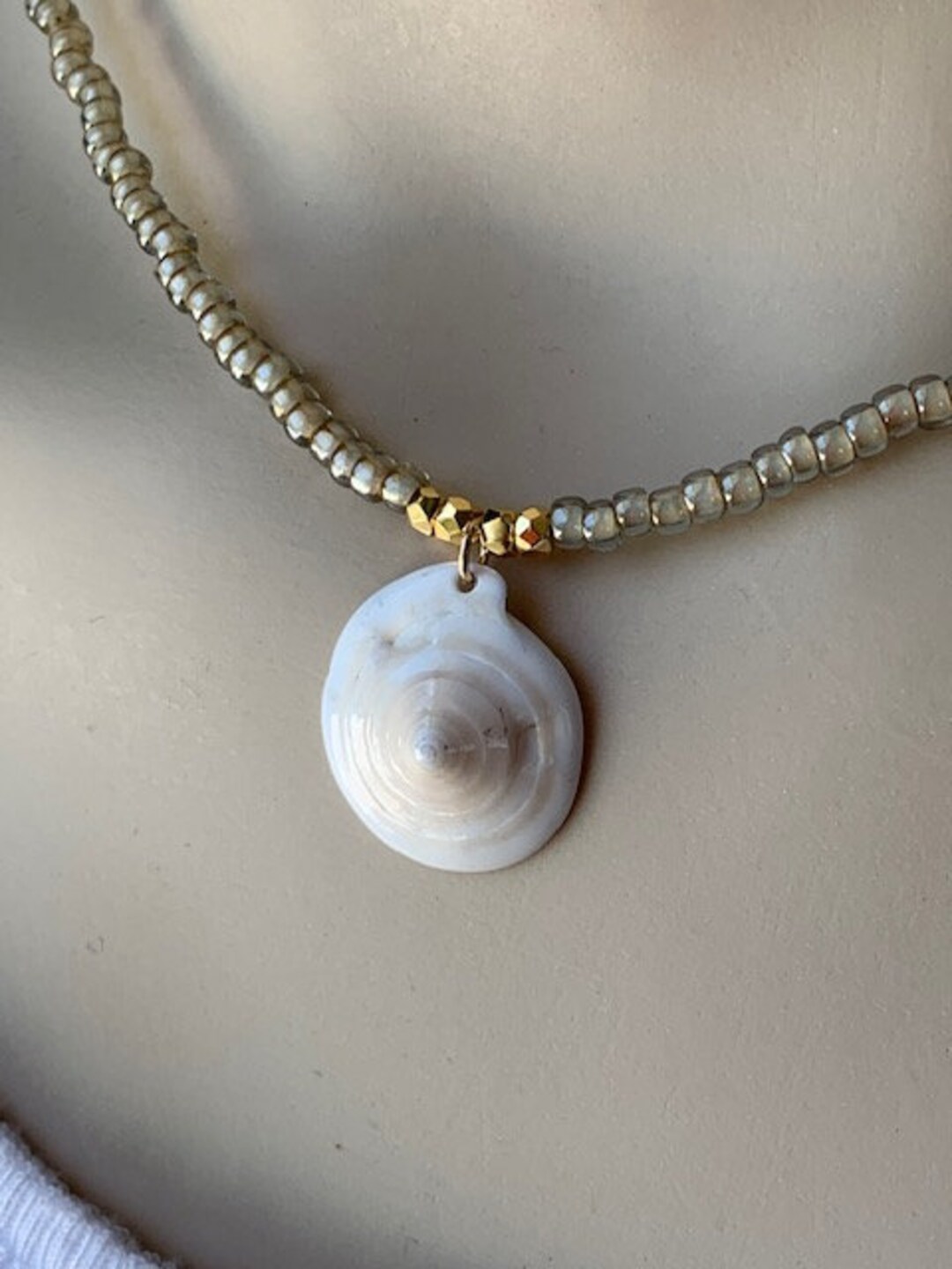 Shell Necklace / Beaded Necklace / Shell Charm / Beach Necklace ...