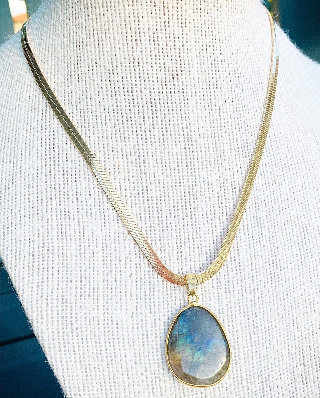 Collier Labradorite / Collier Herringbone en or / Collier Herringbone ...