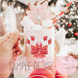Preppy Pink Candy Canes With Red Gingham Bow PNG Clipart Instant ...