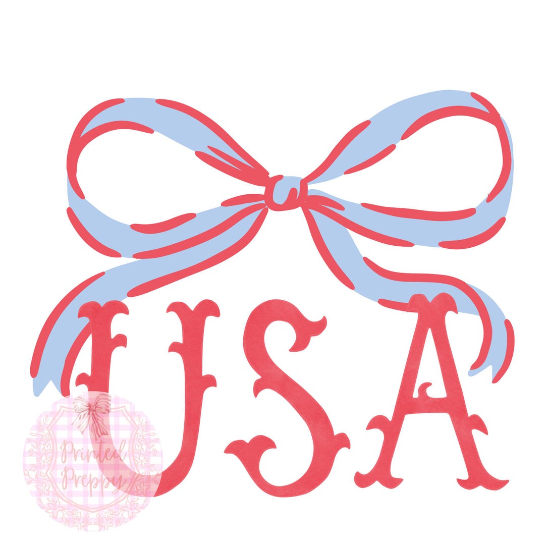 Preppy USA Bow PNG // Preppy Bow American Girl // Preppy Patriotic Clip ...