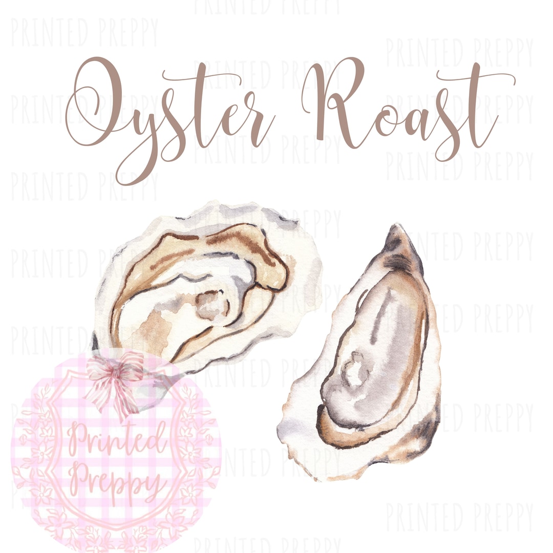 Oyster Roast Clip Art Watercolor PNG Digital Preppy Coastal Beach Party ...