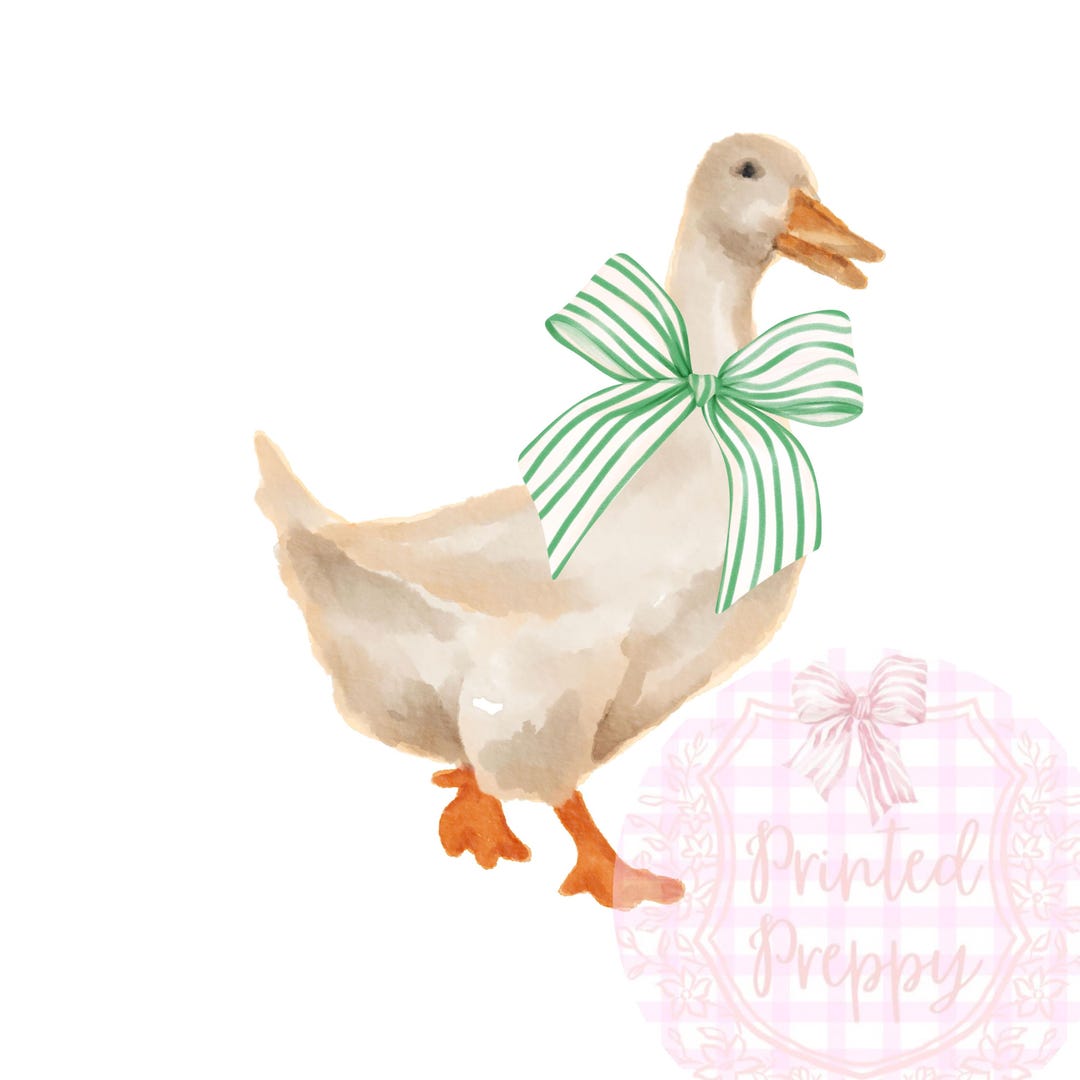 Watercolor Christmas Goose ,holiday Art Print, Preppy Grandmillennial ...