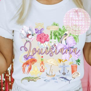 Louisiana Preppy PNG and JPG / Preppy Louisiana Watercolor Map ...