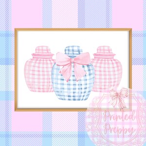 Preppy Gingham Ginger Jars // Gingham Ginger Jar / Grandmillennial ...
