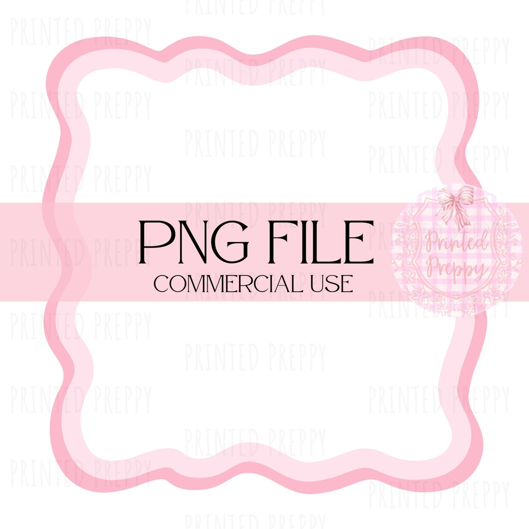 Preppy Wavy Frame PNG // Wavy Scalloped Pink // Preppy Monogram Frame ...