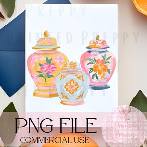 Ginger Jar PNG With Colorful Floral Patterns – Grandmillennial, Nancy ...