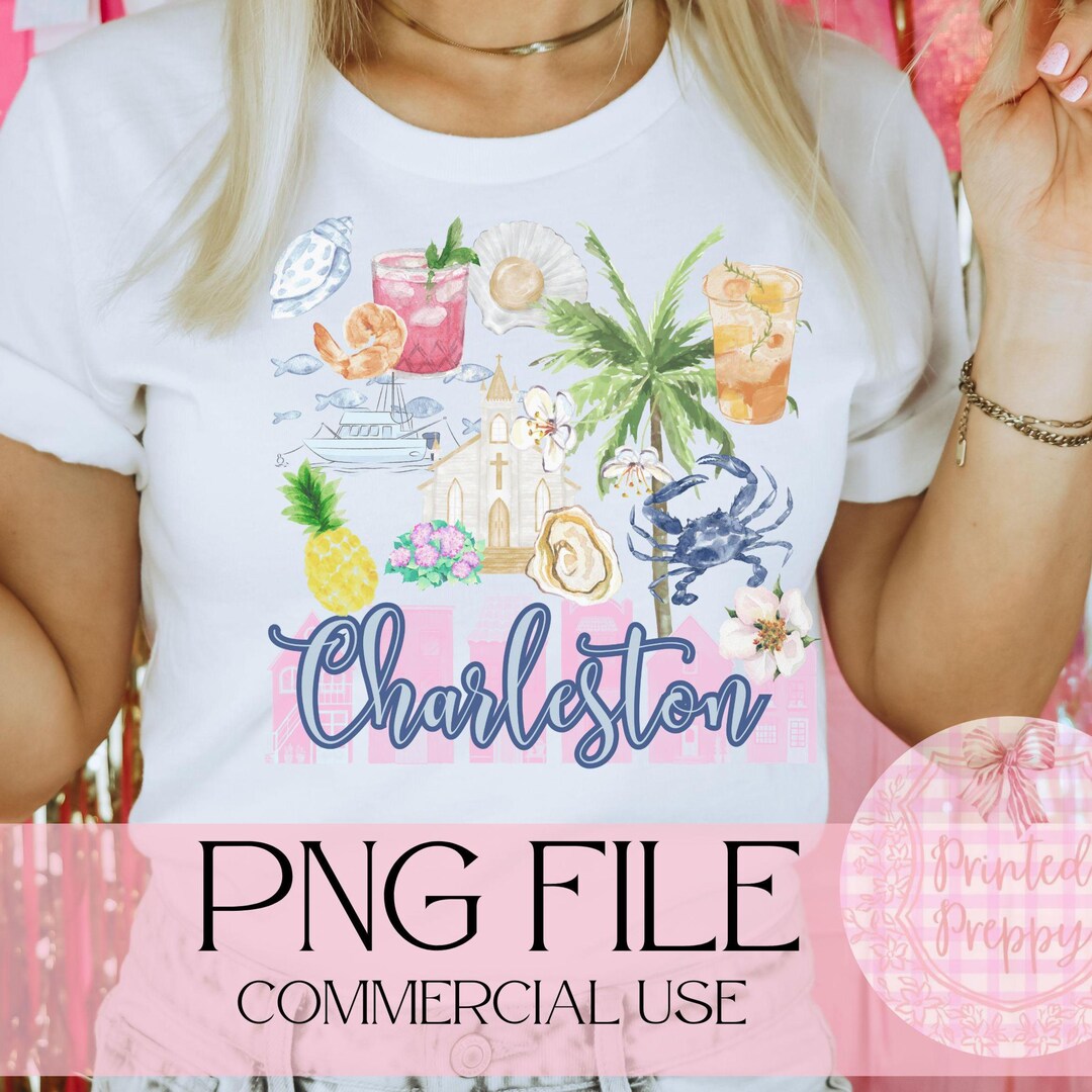 Charleston Preppy PNG and JPG / Preppy Coastal Watercolor Clipart ...