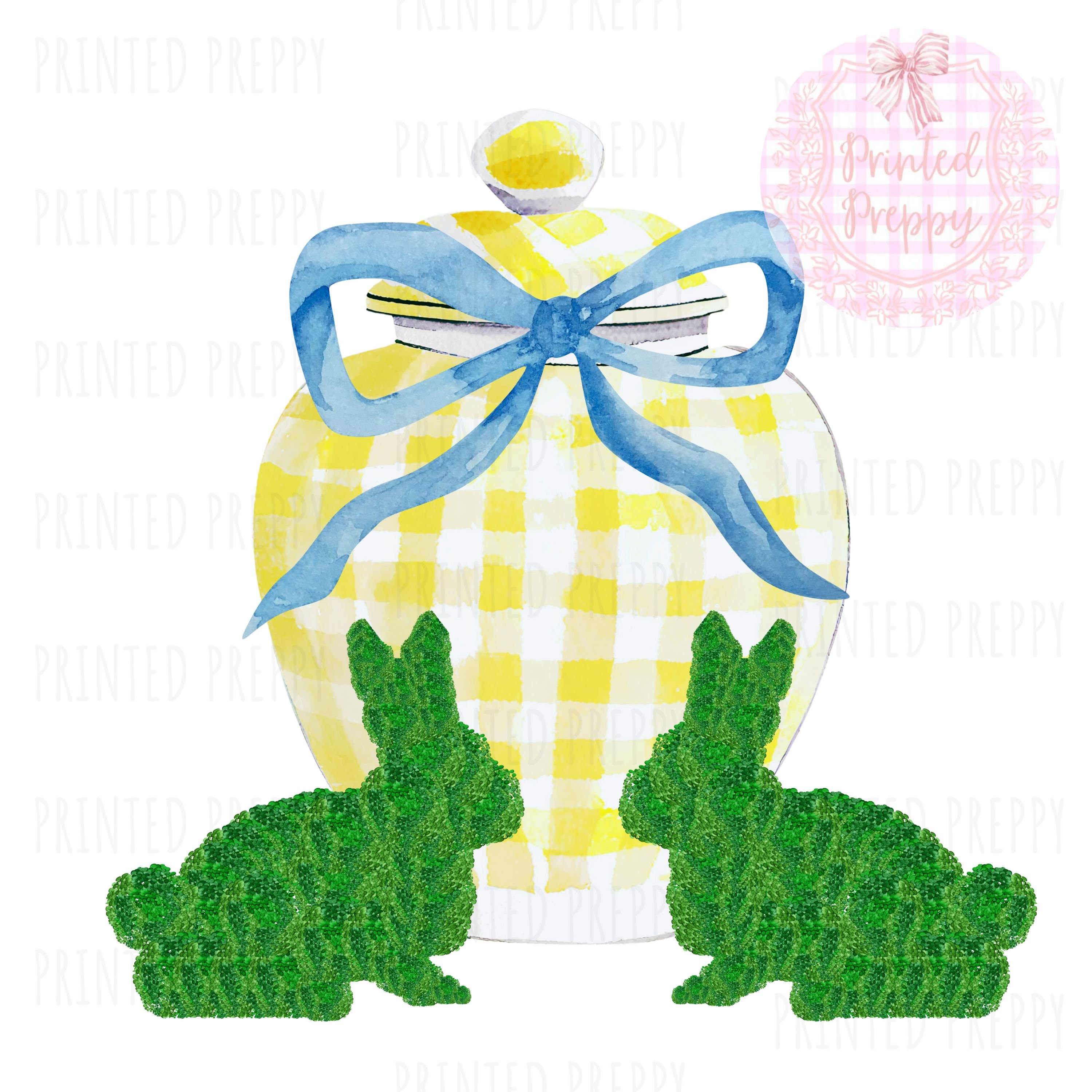 Preppy Easter Ginger Jar / Chinoiserie With Boxwood Bunnies // Preppy ...