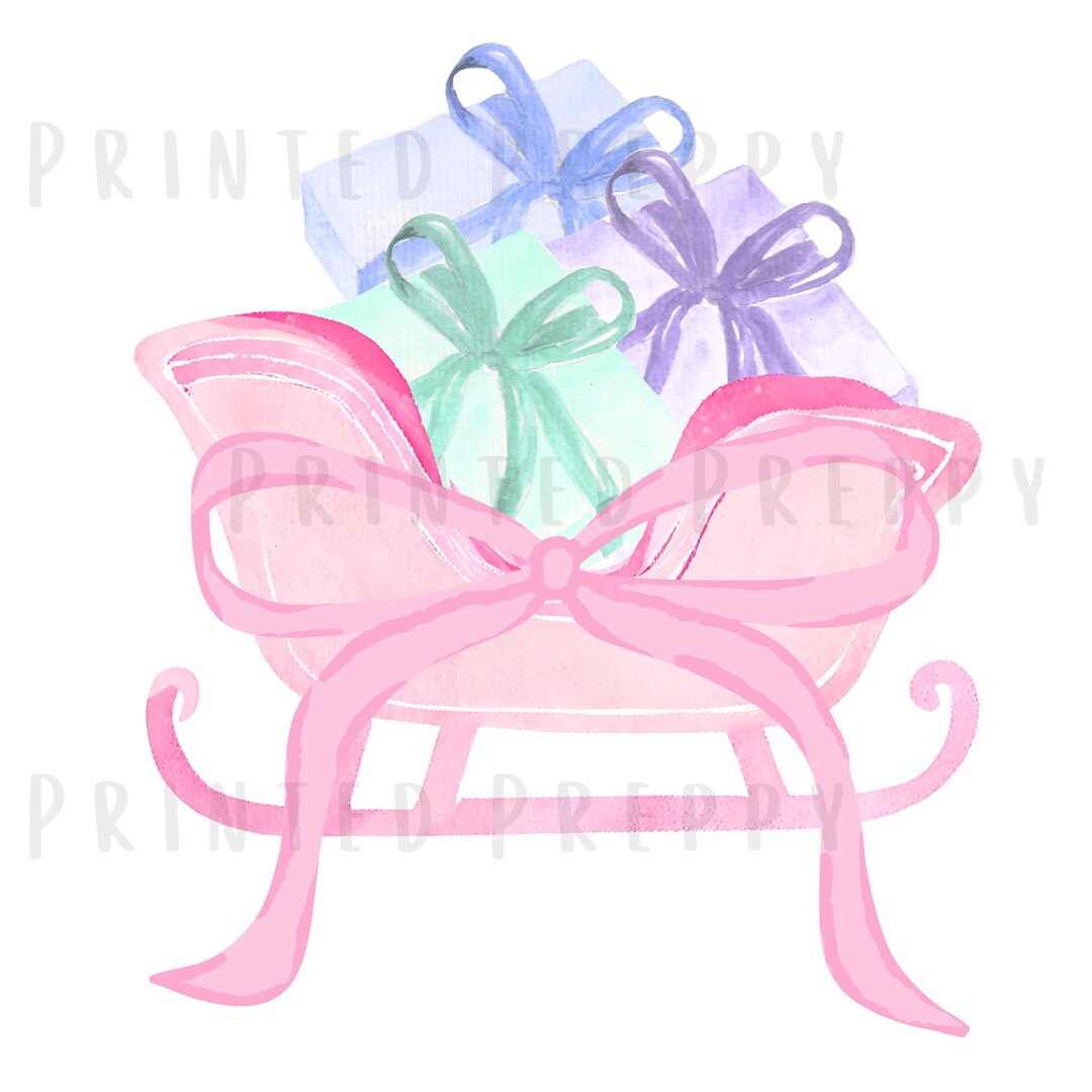 Preppy Christmas Sleigh With Presents PNG // Preppy Christmas // Pink ...