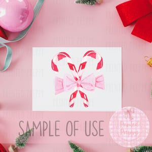 Preppy Pink Candy Canes With Pink Bow PNG Clipart - Instant Download ...