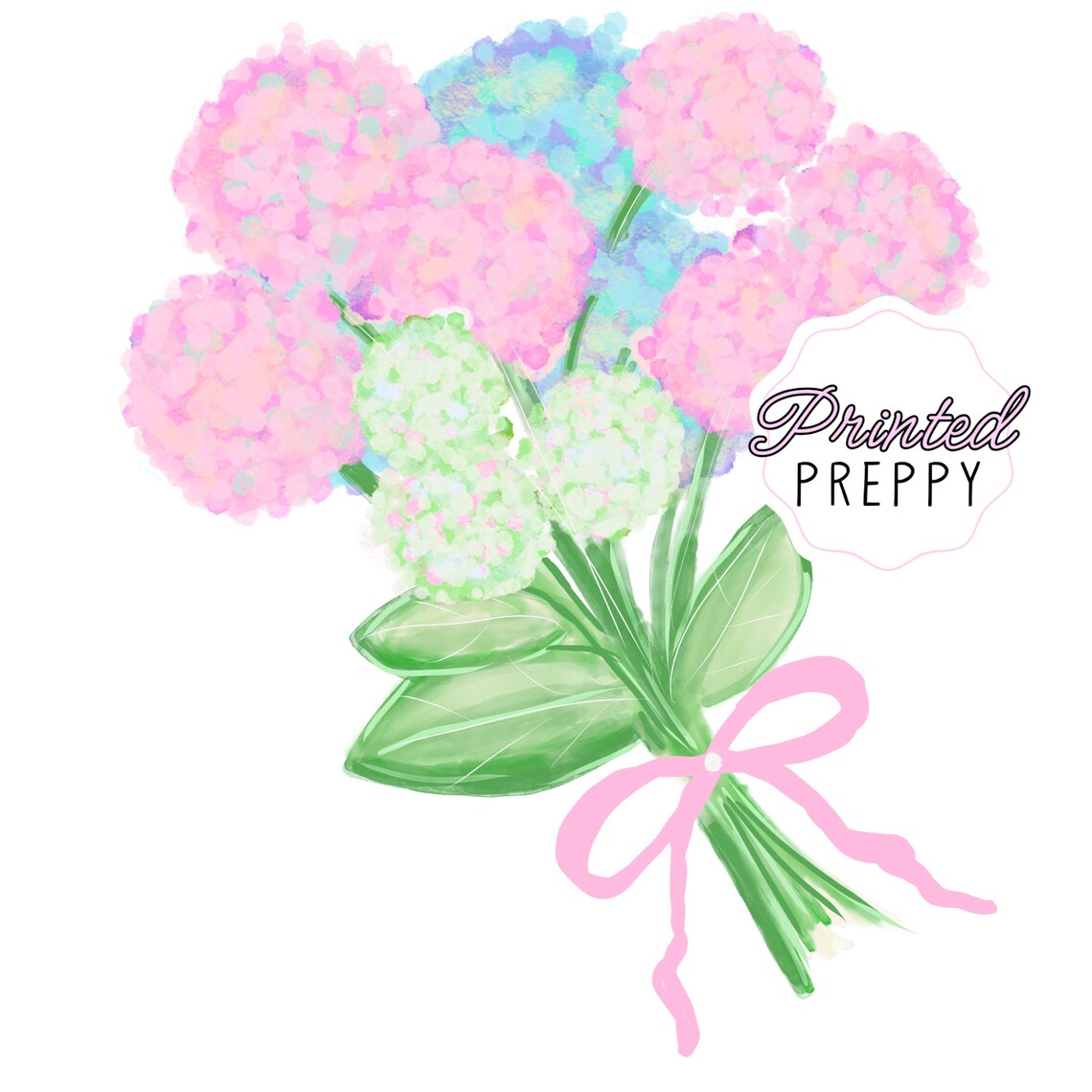 Pink and Blue Hydrangeas PNG - Grandmillenial Digital Art - Instant ...