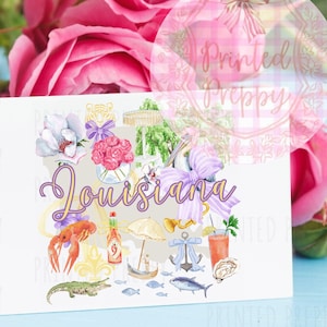 Louisiana Preppy PNG and JPG / Preppy Louisiana Watercolor Map ...