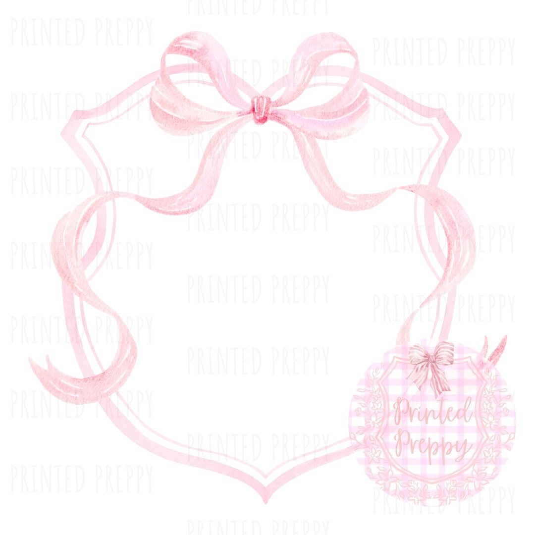 Preppy Pink Bow Crest PNG // Preppy Grandmillennial Clipart // Preppy ...