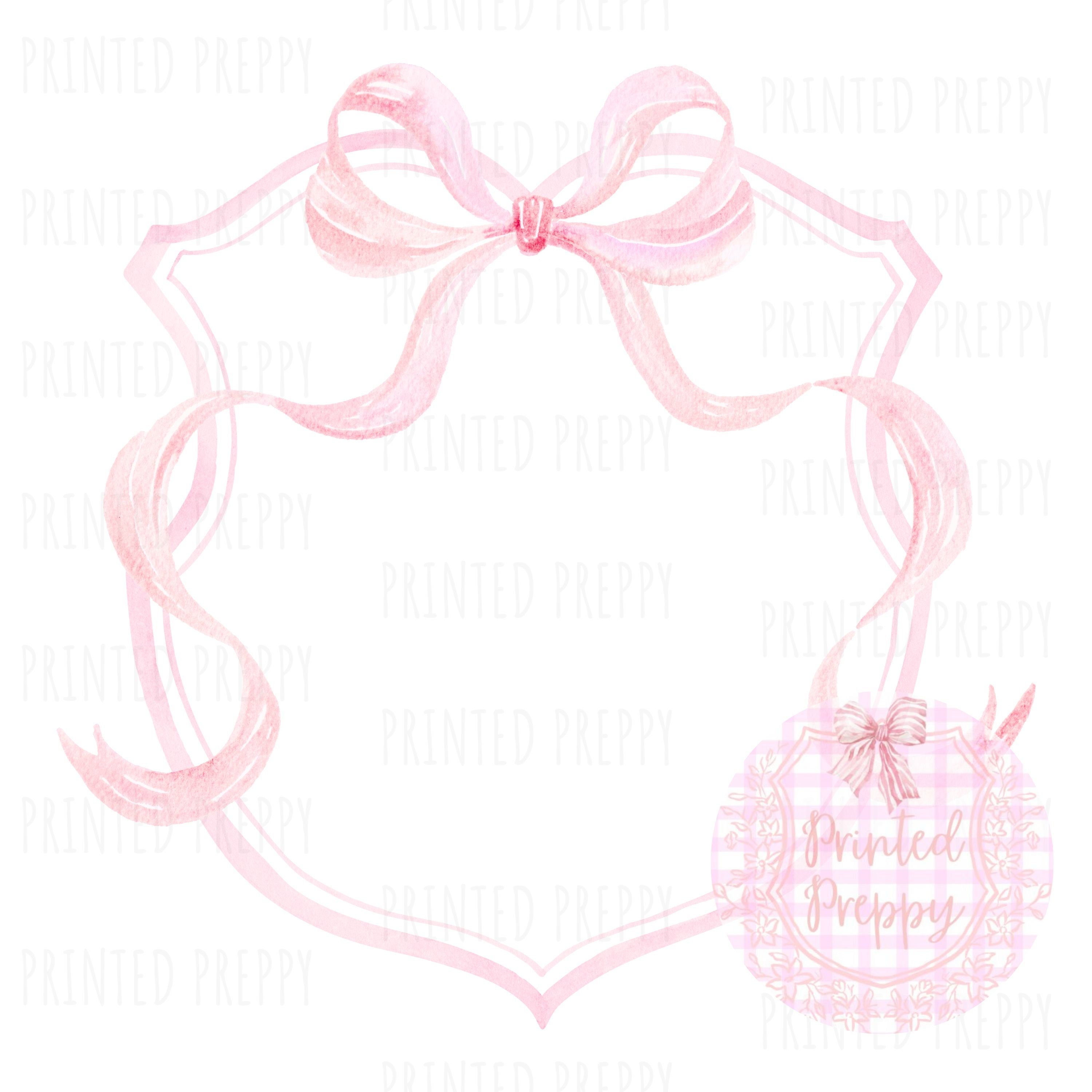 Preppy Pink Bow Crest PNG // Preppy Grandmillennial Clipart // Preppy ...