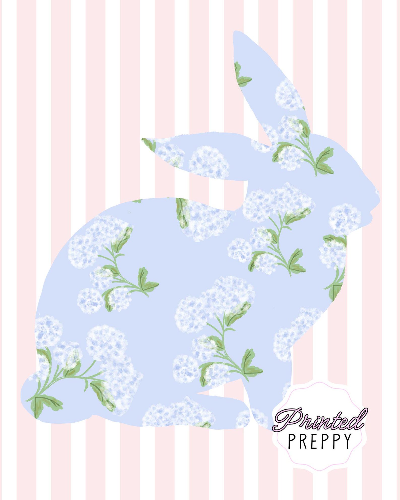 Grandmillennial Floral Bunny PNG | Blue Hydrangea Rabbit Clipart ...
