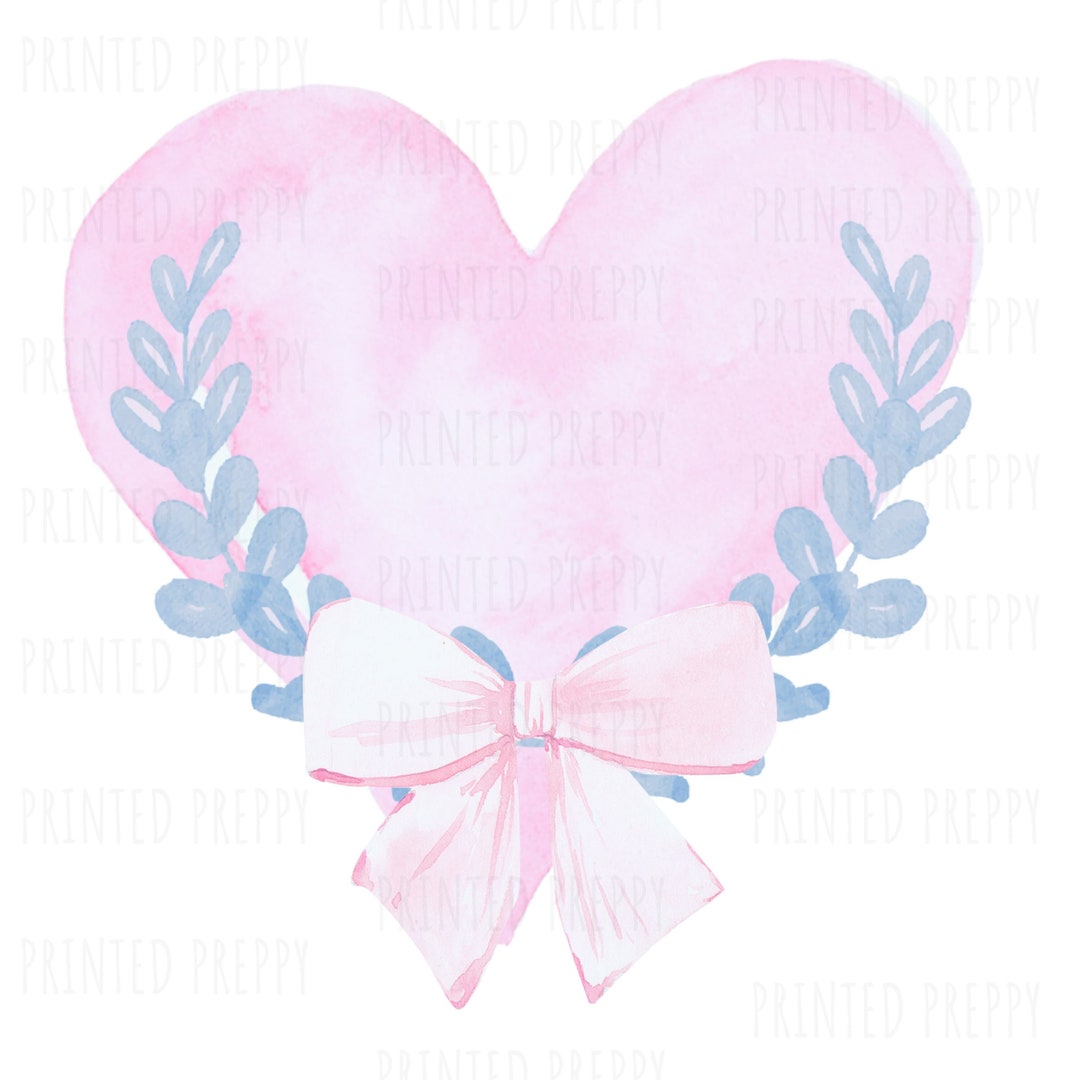 Preppy Pink Heart With Blue PNG Clipart Instant Download // Coquette ...
