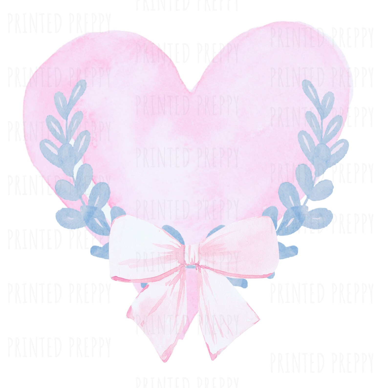 Preppy Pink Heart With Blue PNG Clipart Instant Download // Heart PNG ...