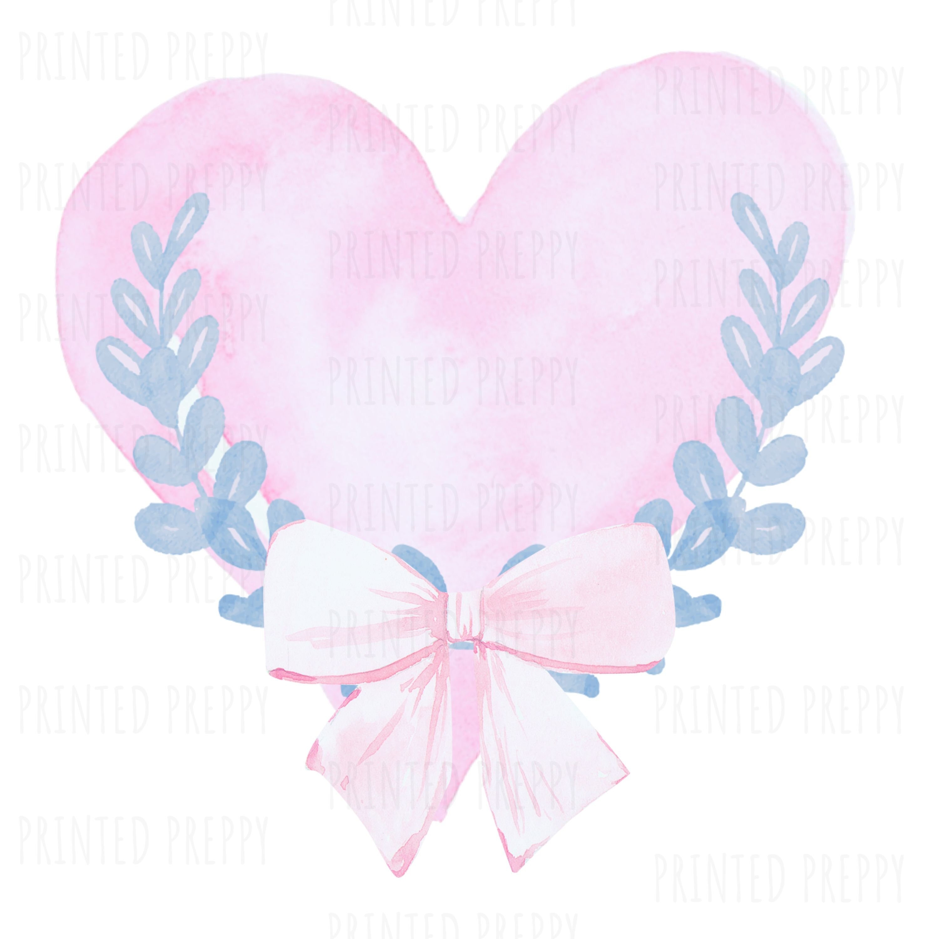 Preppy Pink Heart With Blue PNG Clipart Instant Download // Heart PNG ...