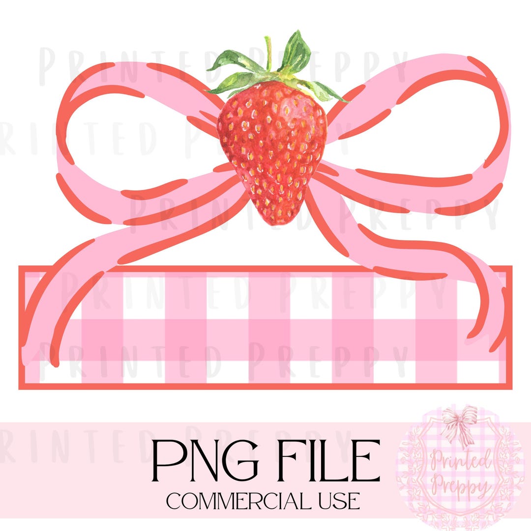 Strawberry Bow Name Box PNG | Strawberry Coquette Bow | Summer PNG ...