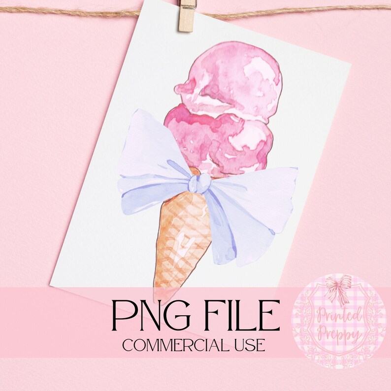 Preppy Ice Cream Clip Art PNG /birthday Parties/ Coquette Art/ Ice ...