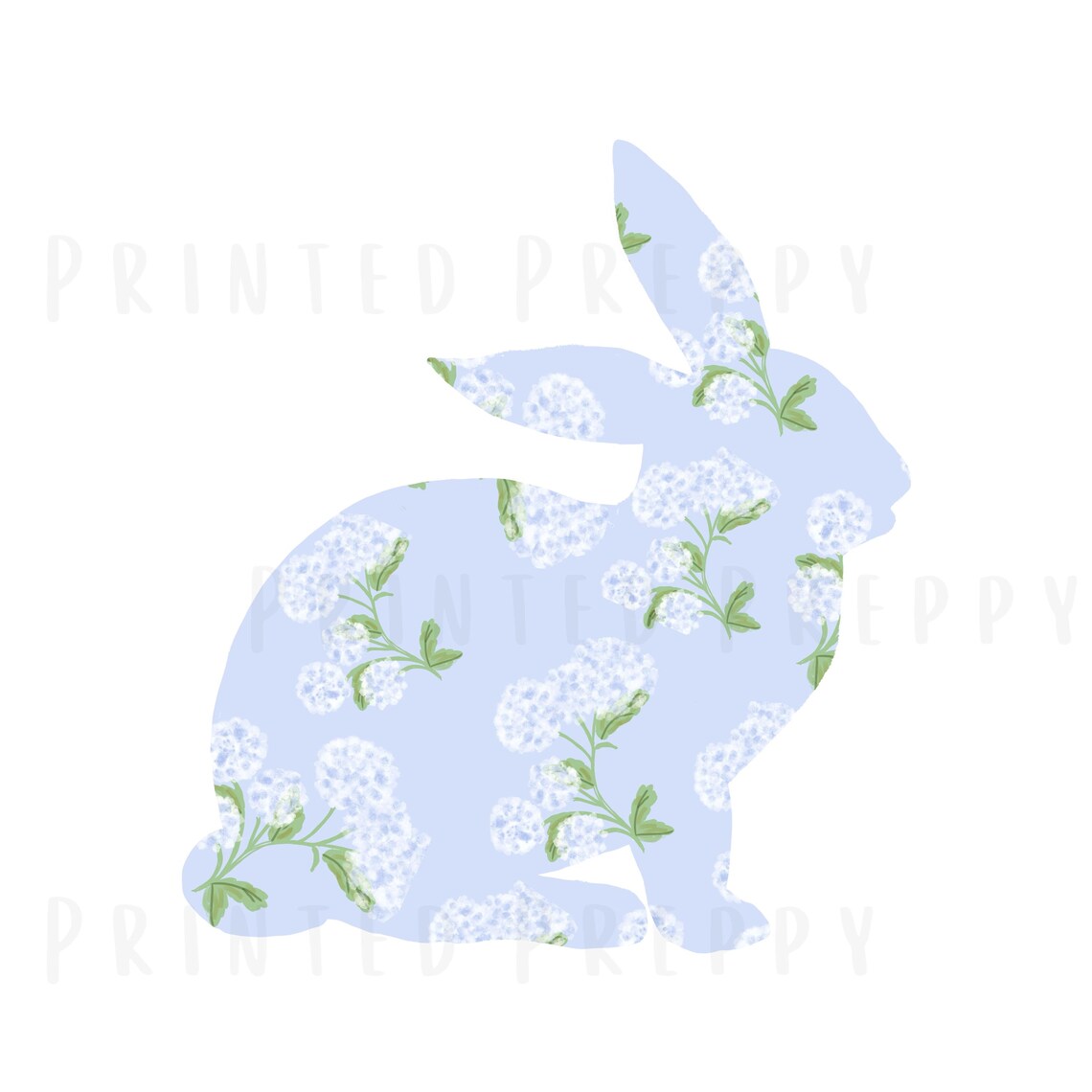 Grandmillennial Floral Bunny PNG | Blue Hydrangea Rabbit Clipart ...