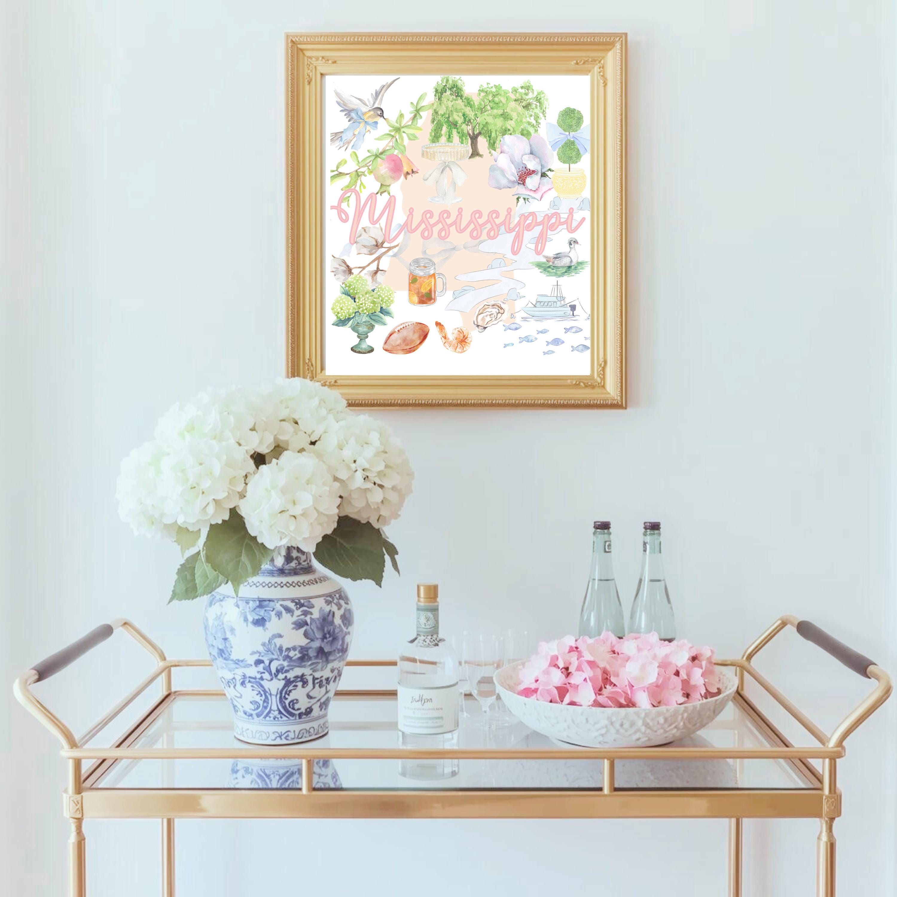 Mississippi Preppy PNG and JPG / Preppy Mississippi Watercolor Map ...