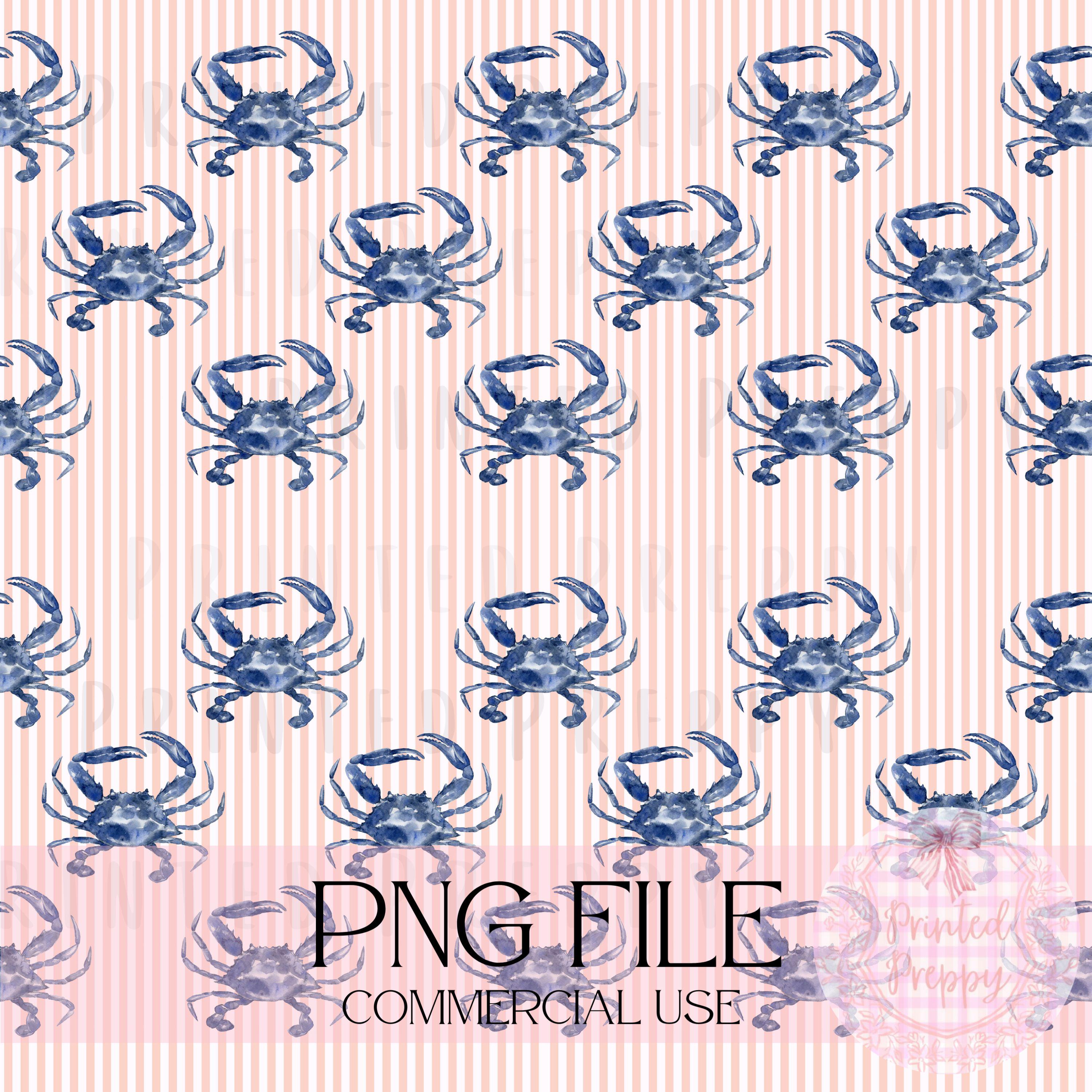 Preppy Pink Stripes With Crab Pattern// PNG Digital Download // Preppy ...