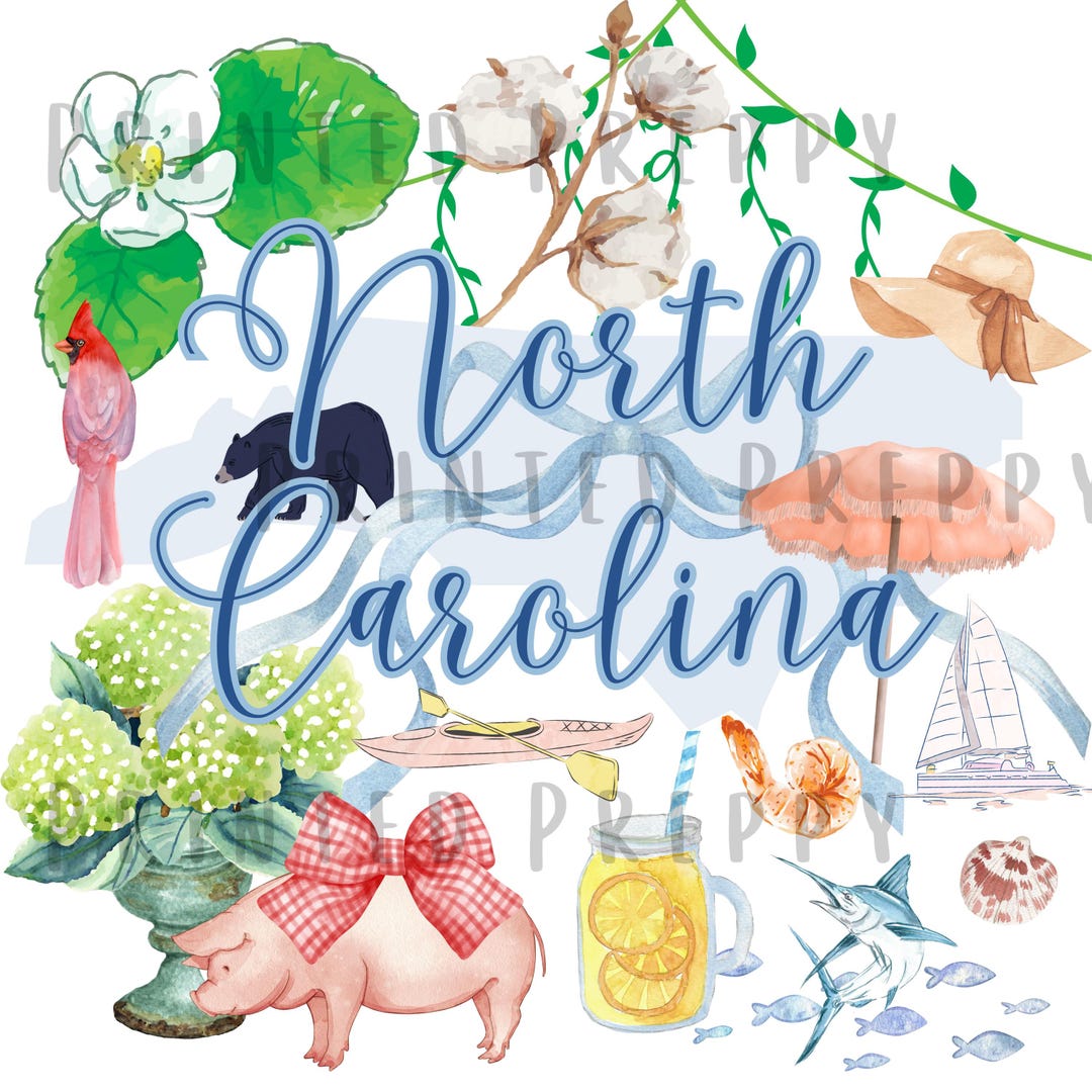 North Carolina Preppy PNG and JPG / Coastal Granddaughter / Preppy Blue ...
