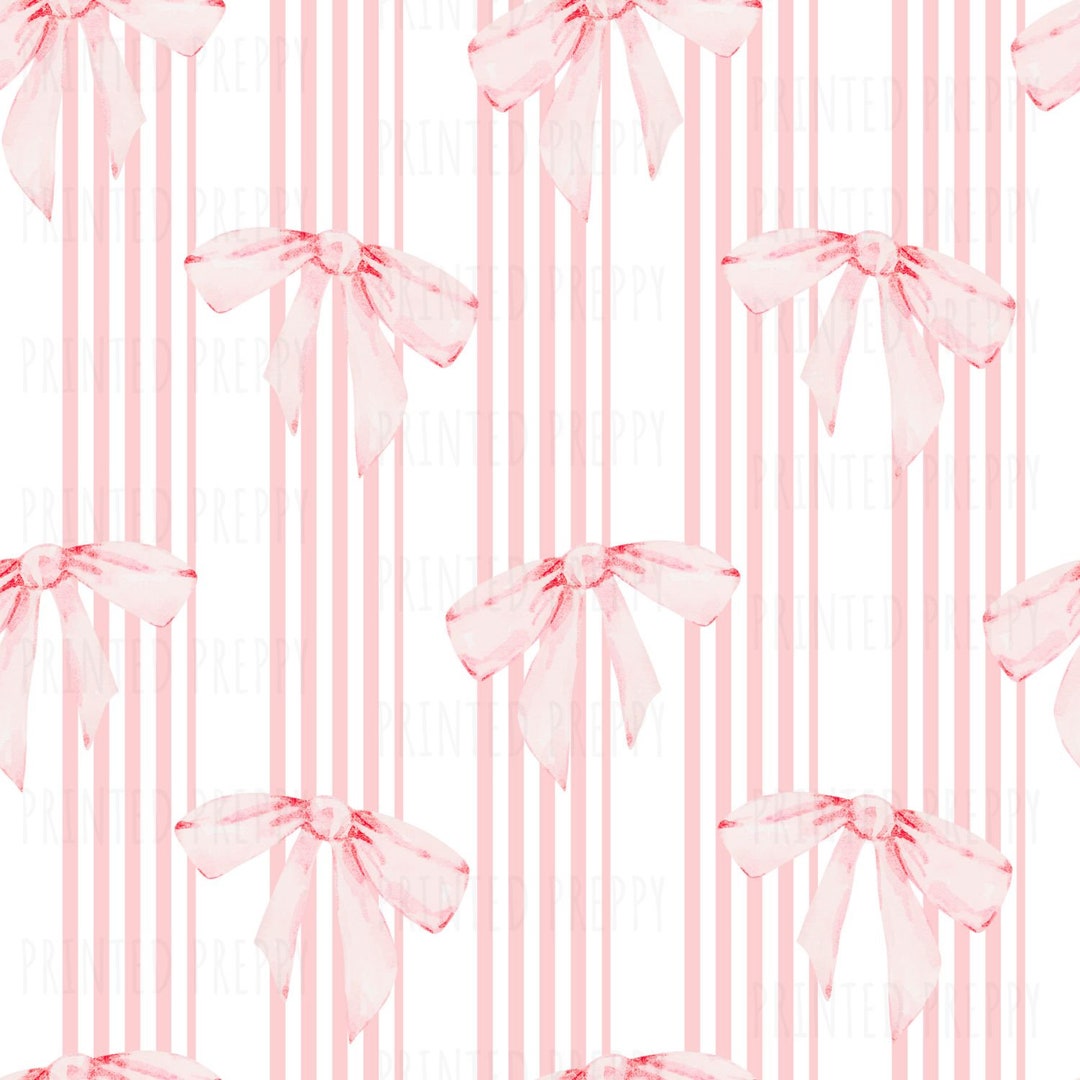 Preppy Pink Bows and Stripes Seamless Pattern // Coquette // PNG ...
