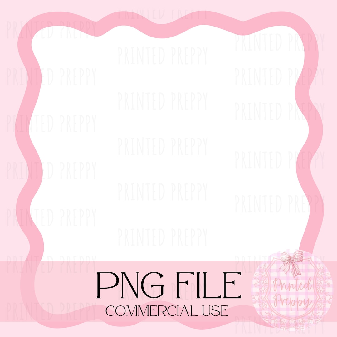 Preppy Wavy Frame Border PNG // Wavy Scalloped Pink // Preppy Monogram ...