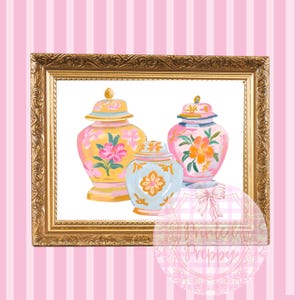Ginger Jar PNG With Colorful Floral Patterns – Grandmillennial, Nancy ...