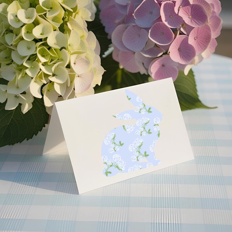 Grandmillennial Floral Bunny PNG | Blue Hydrangea Rabbit Clipart ...