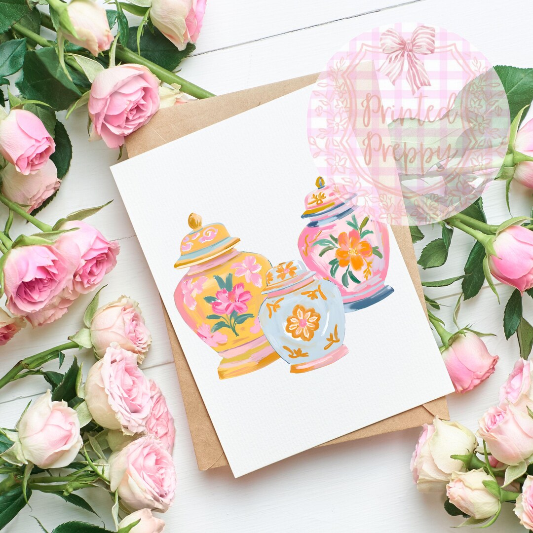 Ginger Jar PNG With Colorful Floral Patterns – Grandmillennial, Nancy ...