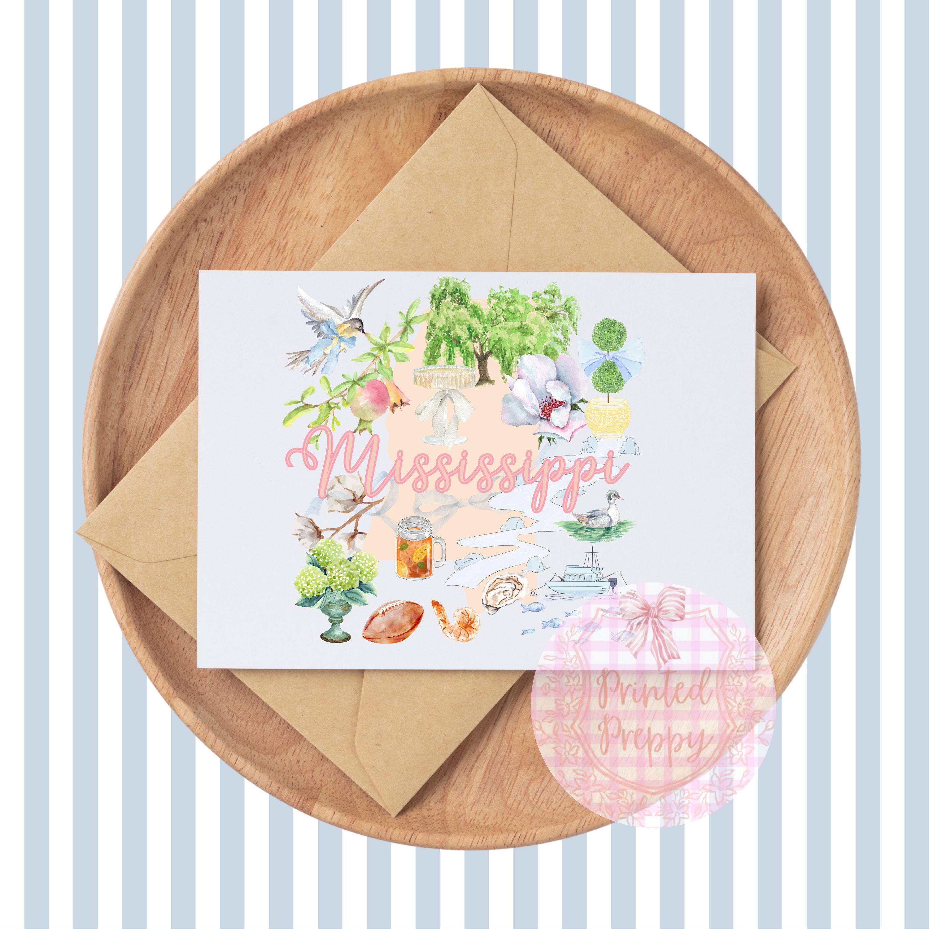 Mississippi Preppy PNG and JPG / Preppy Mississippi Watercolor Map ...