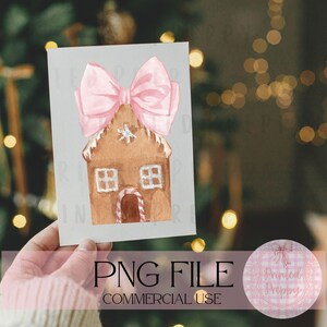 Preppy Christmas Gingerbread House Watercolor PNG // Christmas ...