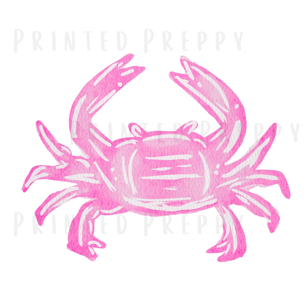 Preppy Pink Crab PNG // Coastal Crab Watercolor Clipart // Beach Trip ...