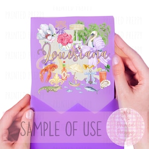 Louisiana Preppy PNG and JPG / Preppy Louisiana Watercolor Map ...