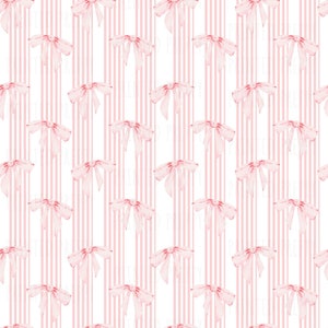 Preppy Pink Bows and Stripes Seamless Pattern // Coquette // PNG Digital Download // Preppy Pink ...
