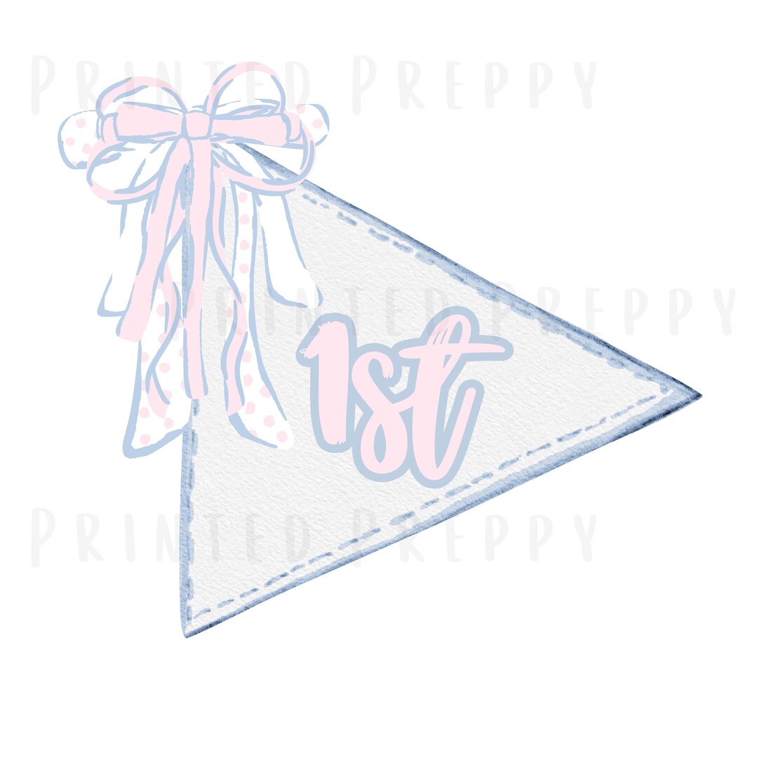 1st Pastel Pennant PNG | Watercolor Banner Digital Download | Preppy ...
