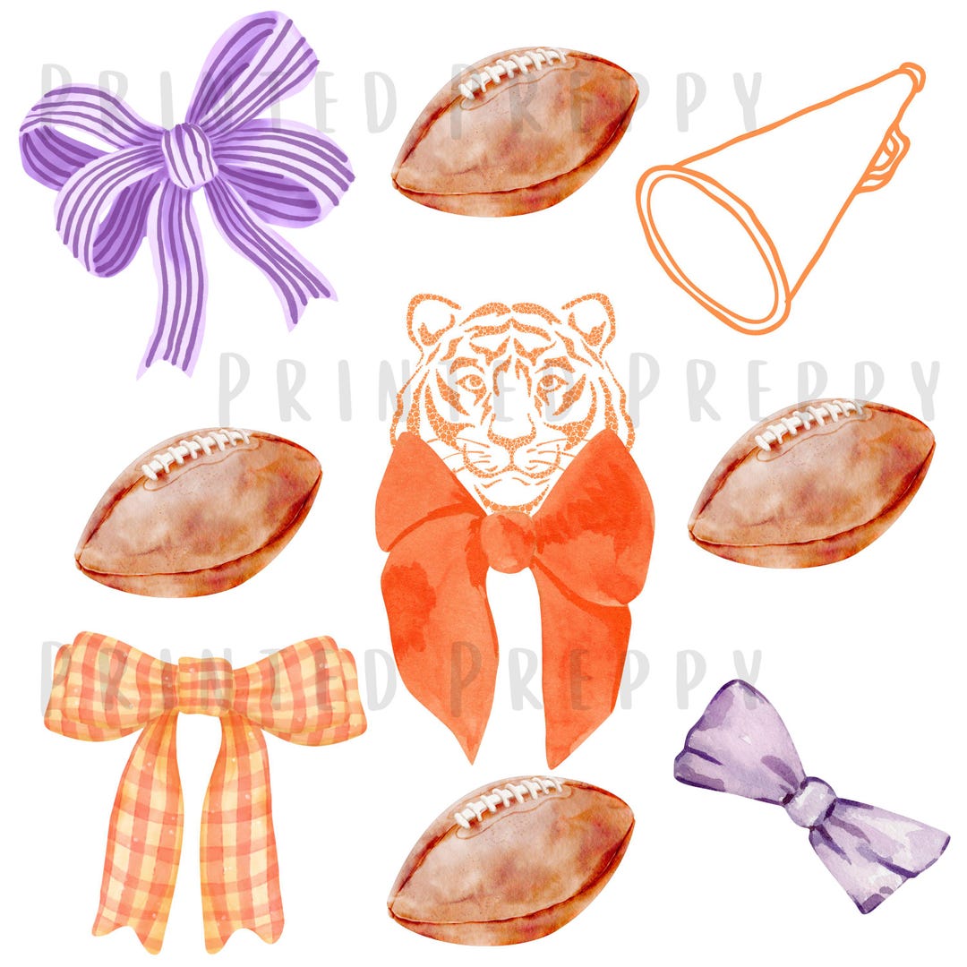 Preppy Gameday PNG, Orange and Purple Football PNG , Preppy Football ...