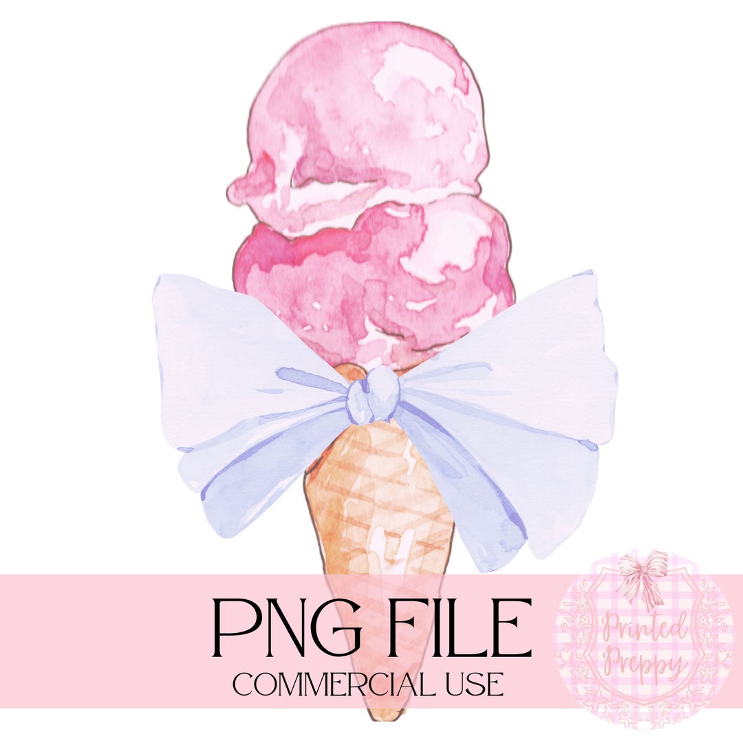 Preppy Ice Cream Clip Art PNG /birthday Parties/ Coquette Art/ Ice ...