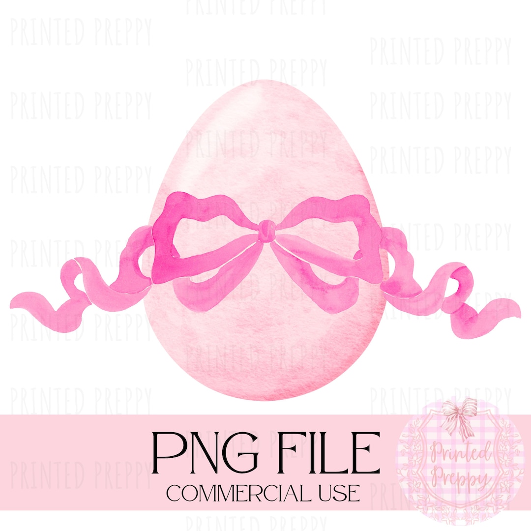 Preppy Easter Egg // Hot Pink Bow Egg PNG // Pink Preppy Clip Art ...
