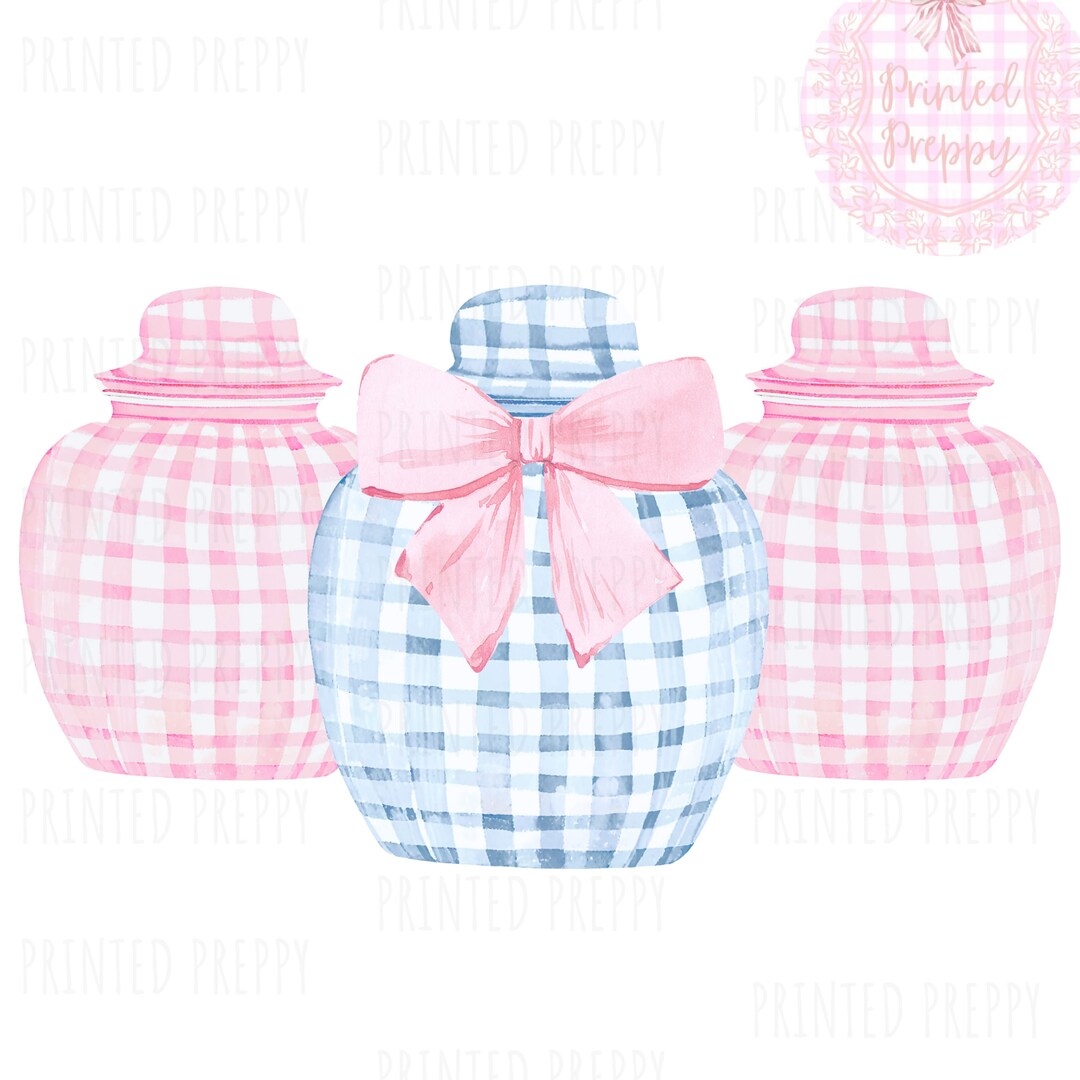 Preppy Gingham Ginger Jars // Gingham Ginger Jar / Grandmillennial ...