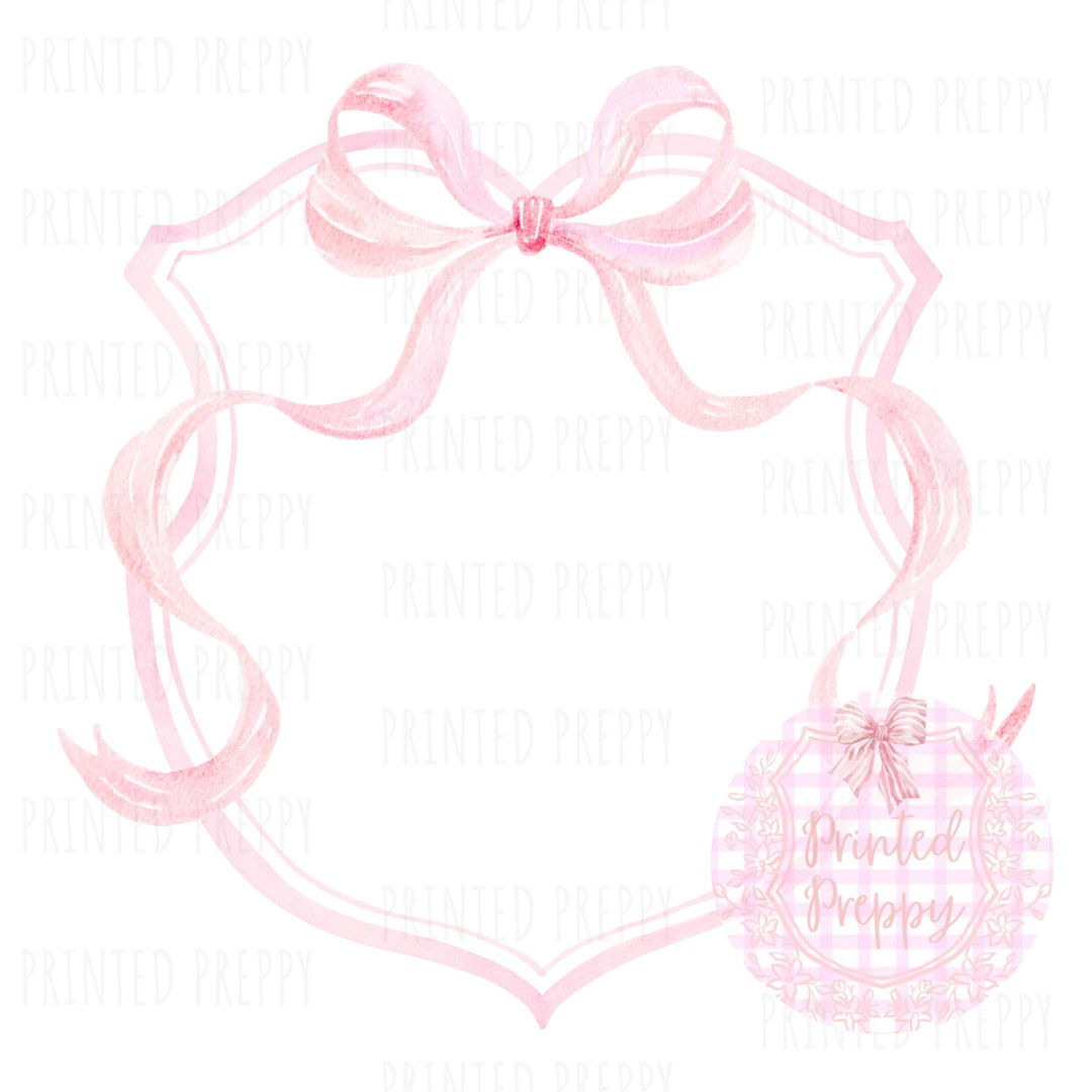 Preppy Pink Bow Crest PNG // Preppy Grandmillennial Clipart // Preppy ...
