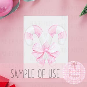 Preppy Pink Candy Canes With Pink Bow PNG Clipart - Instant Download ...