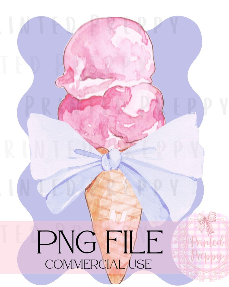 Preppy Ice Cream Clip Art PNG /birthday Parties/ Coquette Art/ Ice ...